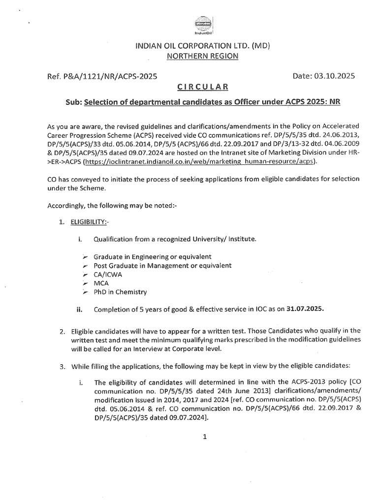 Acps Circular 2025 NR | PDF