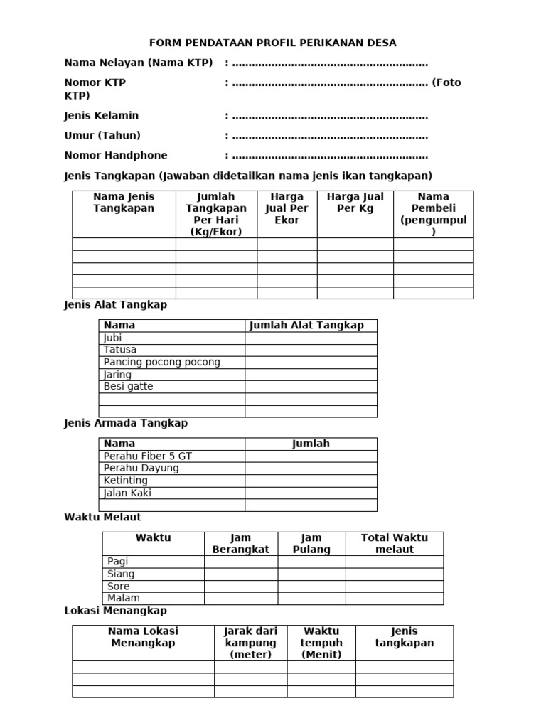 Profil Pendataan Perikanan Desa | PDF