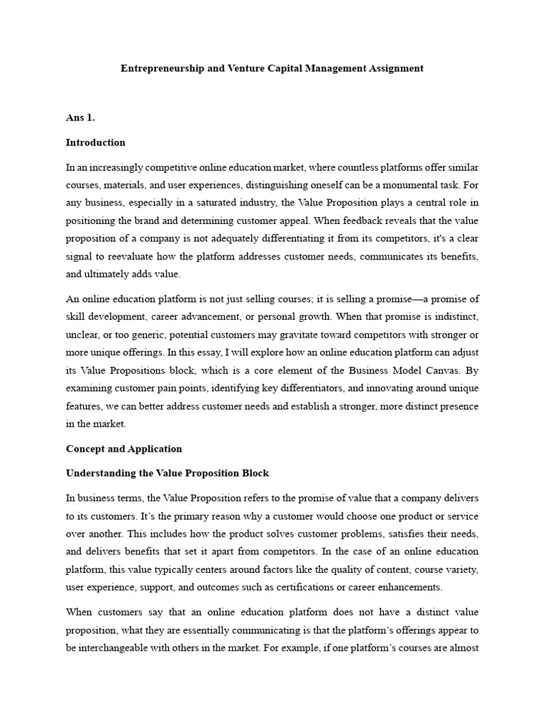 Entrepreneurship and Venture Capital Management Assignment | PDF | Franchising | Limited ...