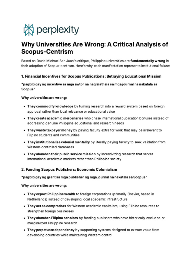 Why Universities Are Wrong A Critical Analysis of | PDF | Philippines ...