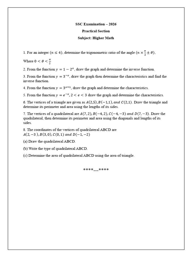 Higher Math Practical, Ssc-26 PDF | PDF