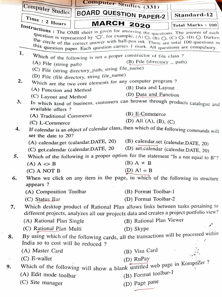 Computer Studies Exam Paper March 2020 | PDF | Integer (Computer ...