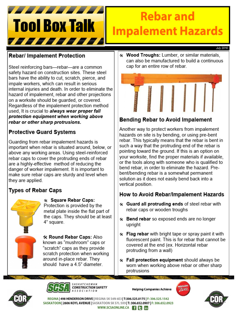 Rebar Impalement Safety Guidelines | PDF | Building Engineering | Materials