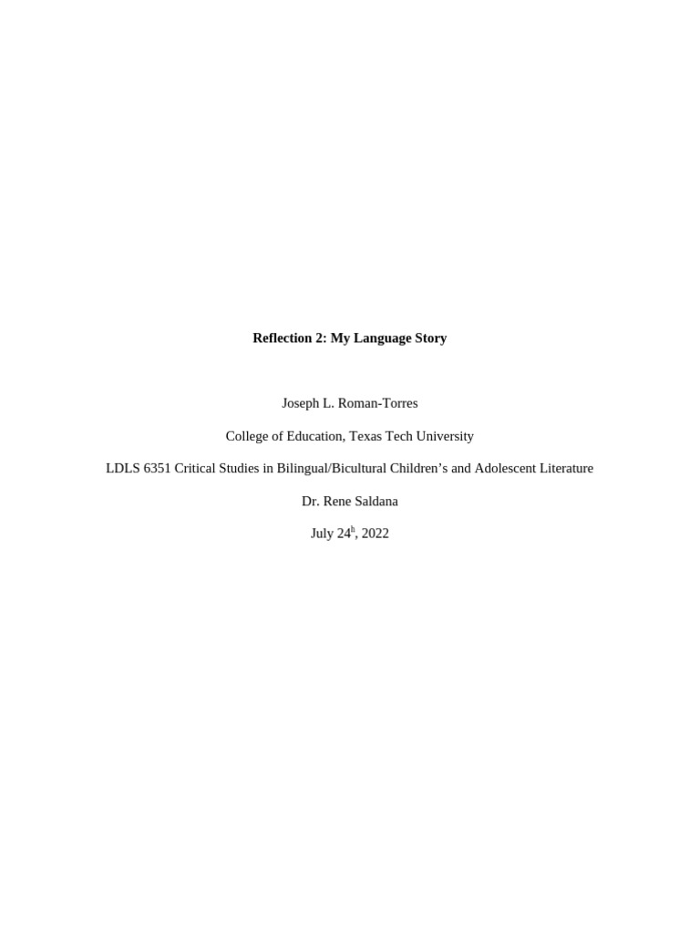 Bilingual Identity: A Personal Reflection | PDF