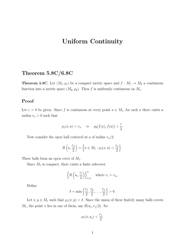 Uniform Continuity in Compact Spaces | PDF | Mathematical Physics ...