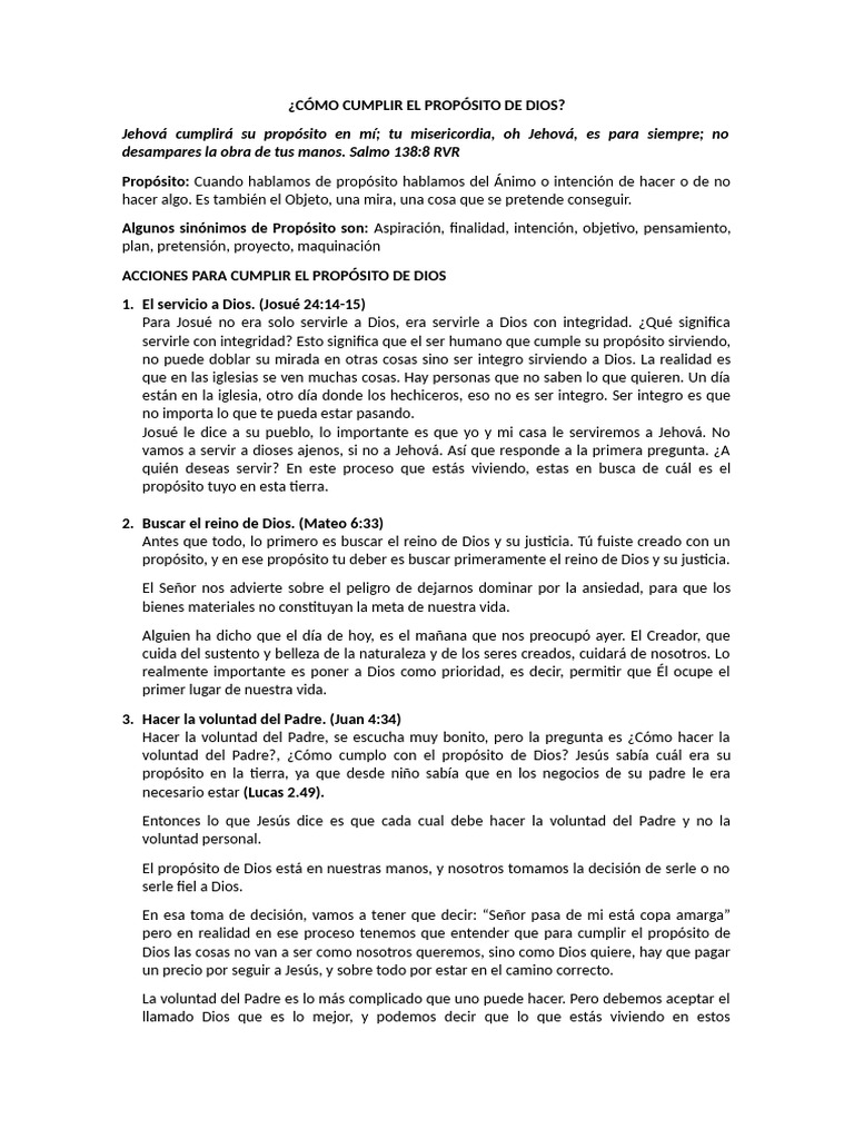 Cómo Cumplir El Propósito de Dios | PDF | Dios | Oración