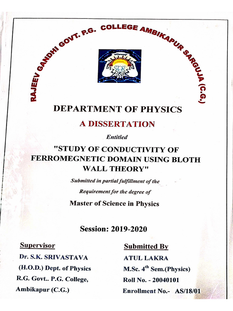 439 - Physics DIssertation 2019-20 | PDF