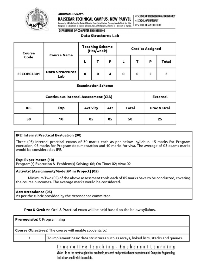 DS Lab Course Syllabus | PDF | Queue (Abstract Data Type) | Algorithms