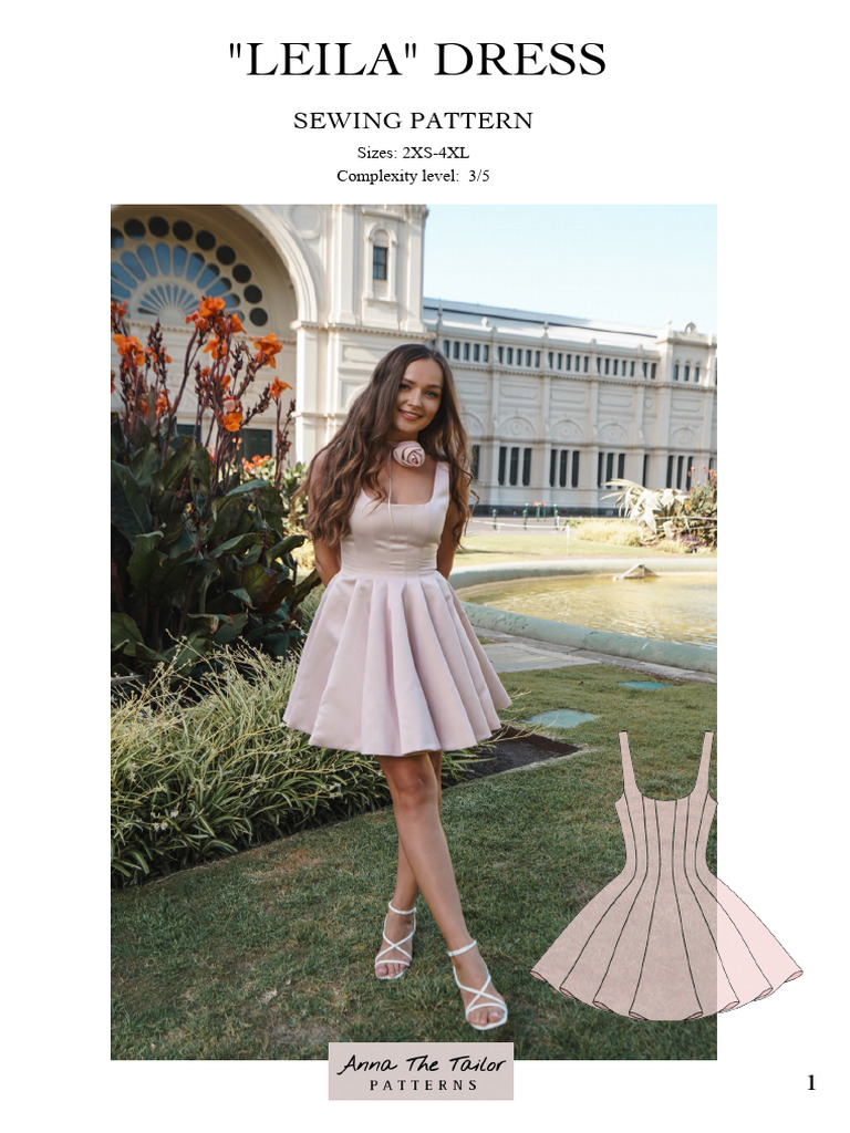Leila Dress Sewing Pattern Guide | PDF | Seam (Sewing) | Clothing