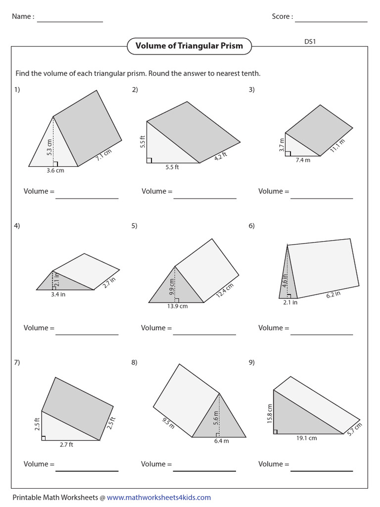 8.4 Volume of Triangular Prisms | PDF