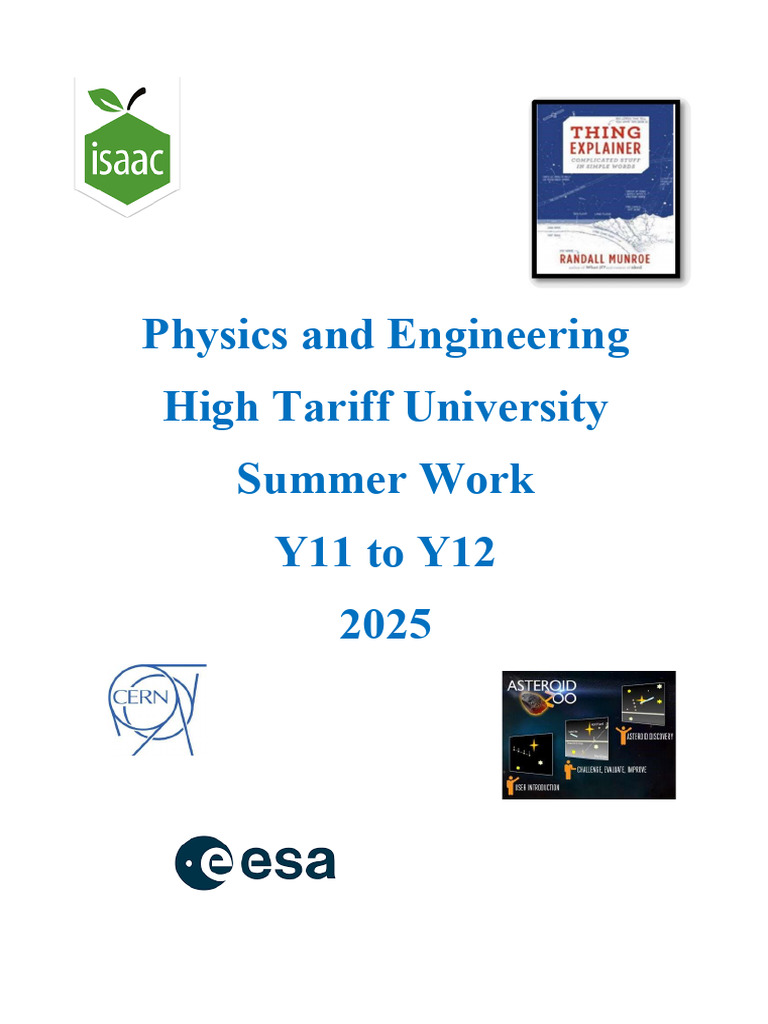 A-Level Physics Summer Work Guide | PDF | Science | Physics