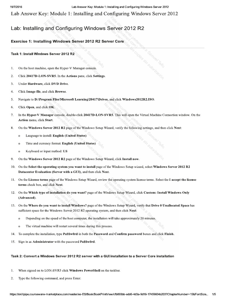 Module 1 Installing And Configuring Windows Server 2012 Pdf