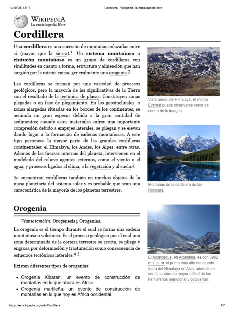 Cordillera | PDF | Divisiones Fisiográficas | Geomorfología