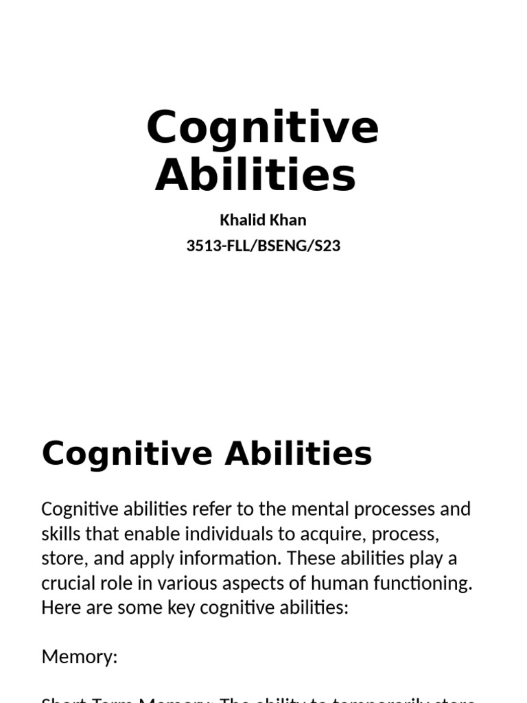 Understanding Cognitive Abilities | PDF