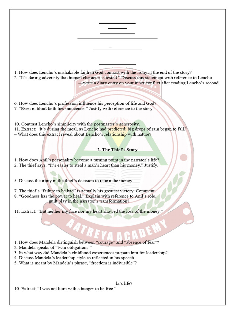 Class 10 Engl Worksheet 25-26 | PDF | Poetry | Faith