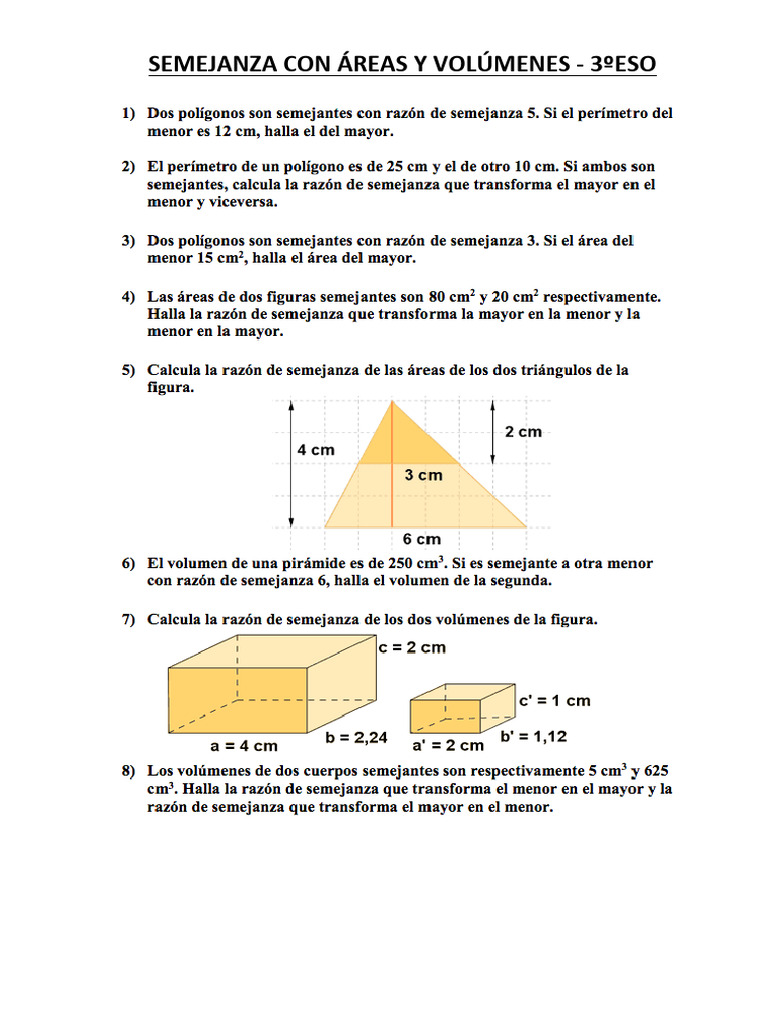 SEMEJANZA CON AÌ REAS Y VOLUÌ MENES 3ÂºESO | PDF