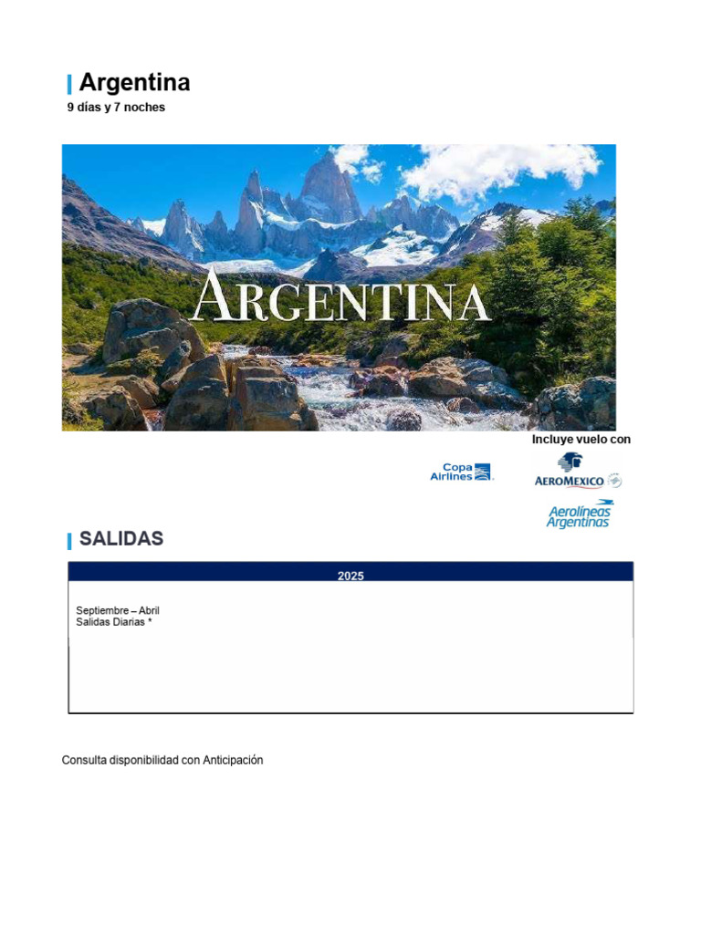 Itinerario Argentina y Patagonia | PDF | Buenos Aires | Transporte