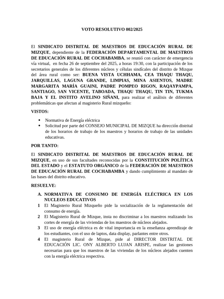 Voto Resolutivo Consejo Municipal | PDF | Gobierno