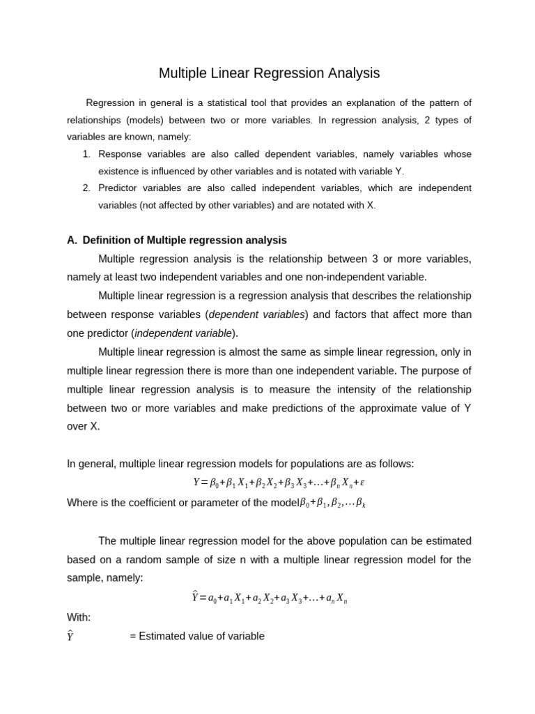 Multiple Linear Regression Analysis | PDF | Linear Regression | Regression Analysis