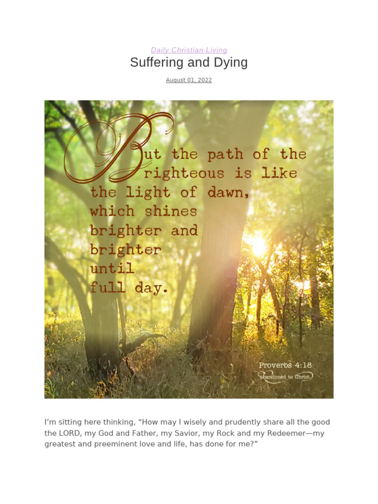 Daily Christian Living - Suffering and Dying X Man's Anger Against God ...
