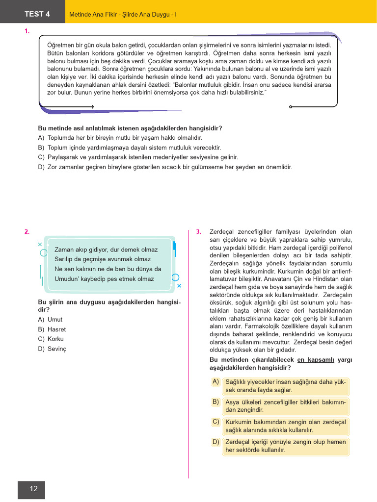 Apolet - 7.sinif - Paragraf - Test - 04 05 06 07 08 09 | PDF