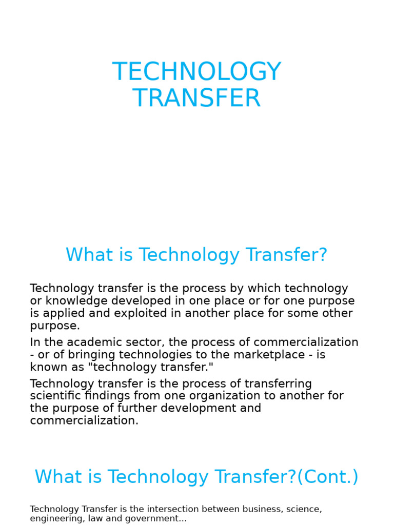 Understanding Technology Transfer Process | PDF | Technology Transfer ...