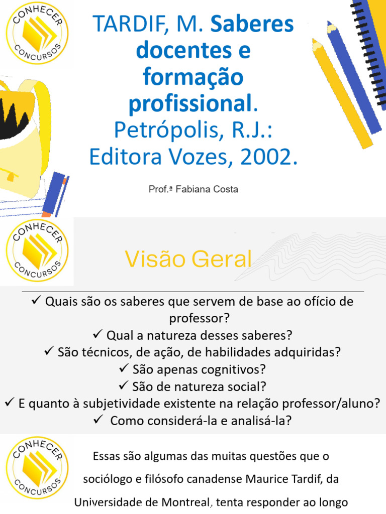 Saberes Docentes Na Formação Profissional Pdf Sociologia Conhecimento