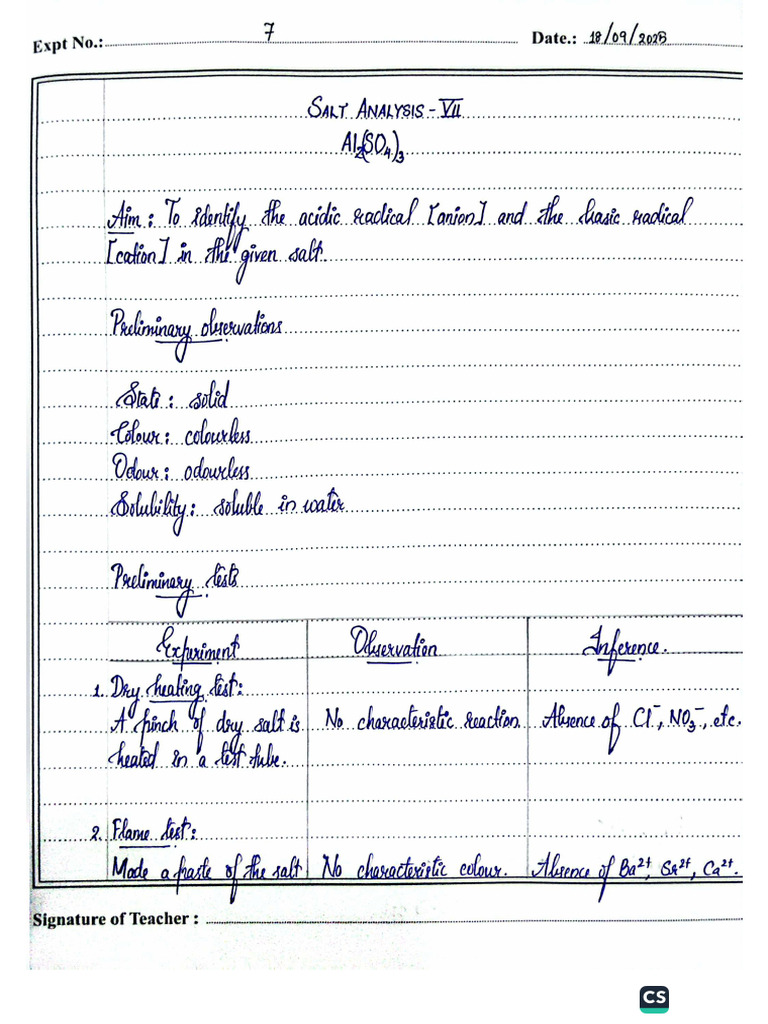 Chemistry Lab Record Experiment 7 | PDF
