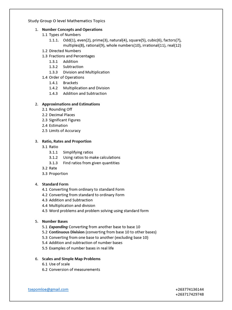 O Level Mathematics Study Guide | PDF | Matrix (Mathematics) | Circle