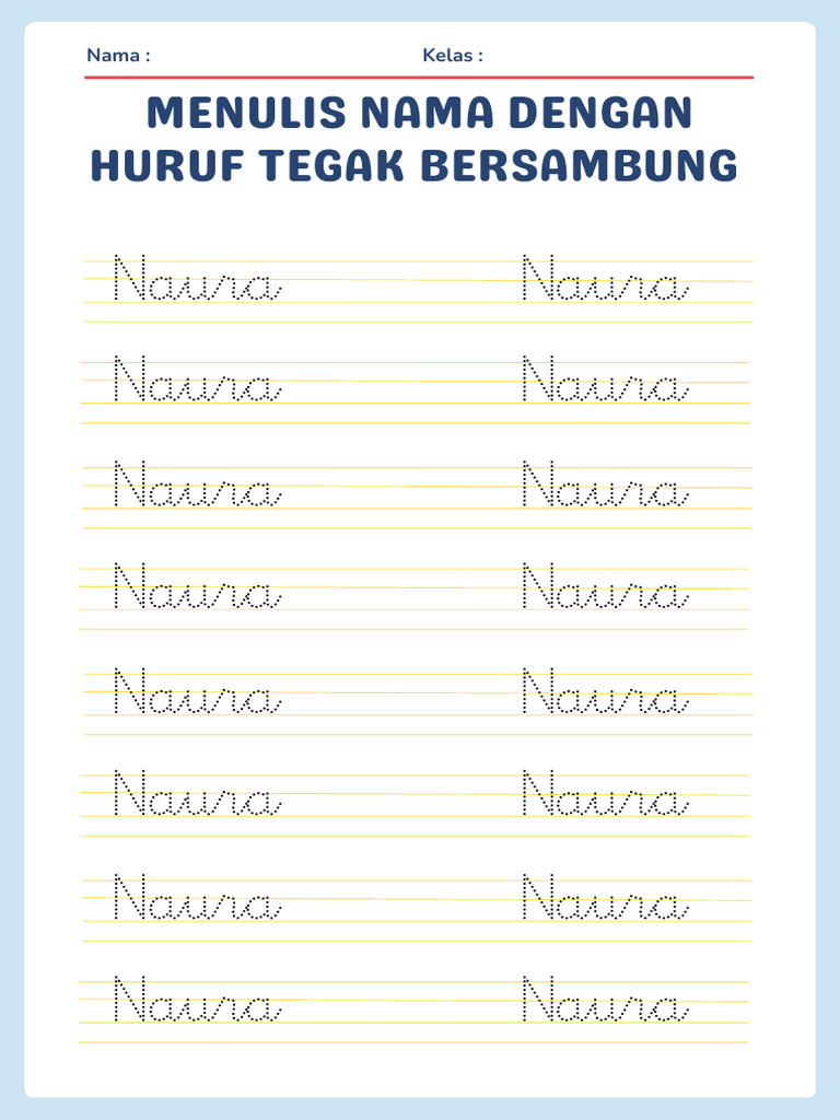 Latihan Menulis Nama Tegak Bersambung | PDF