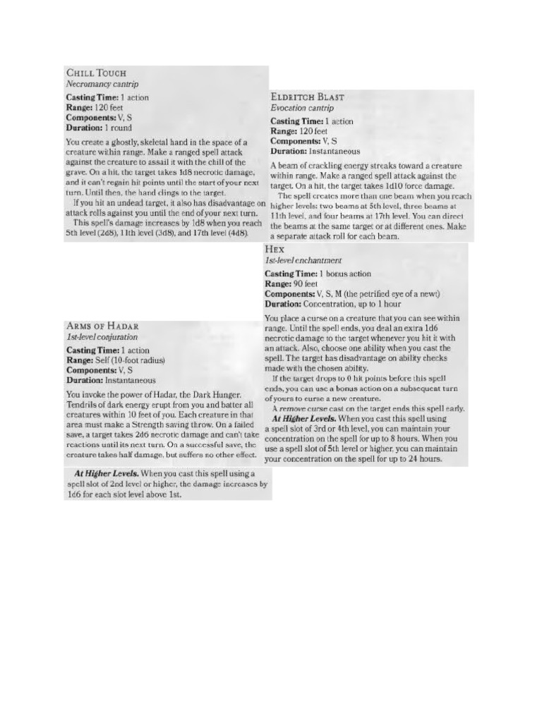 Warlock Spells | PDF