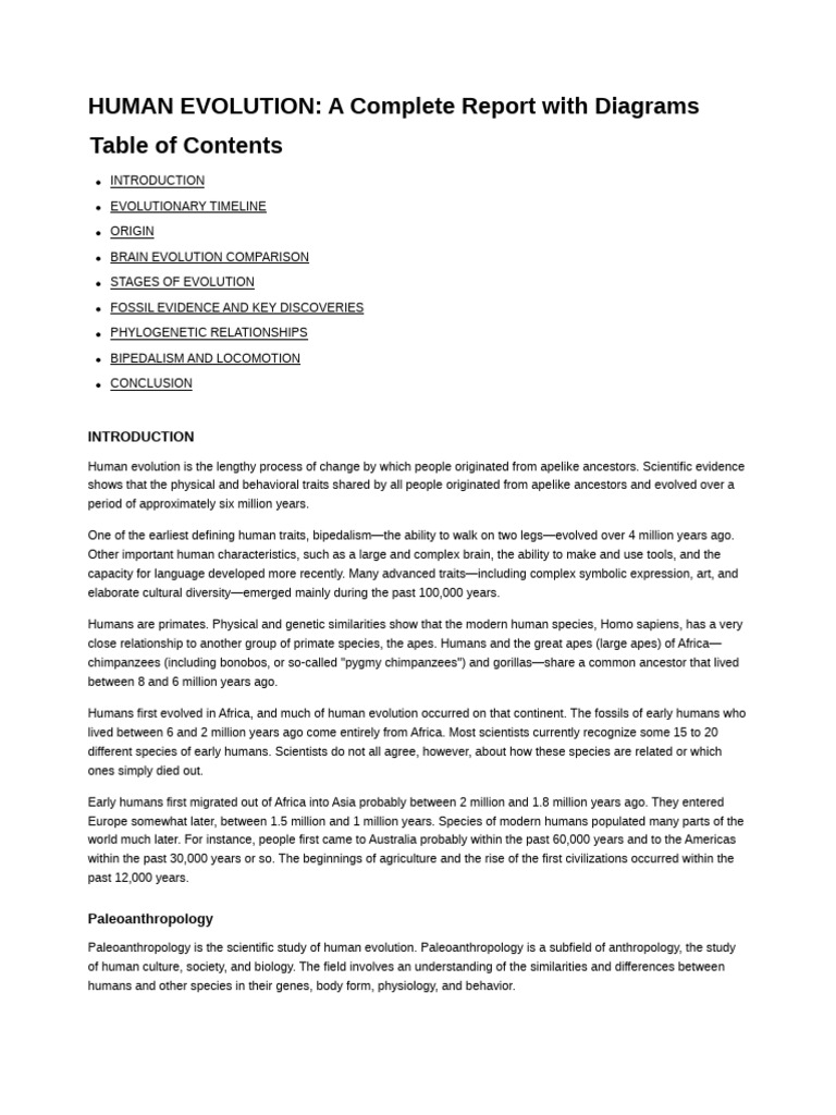 Human Evolution Complete Report | PDF | Homo | Human Evolution
