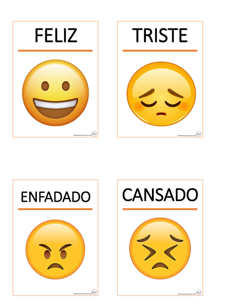 Tarjetas Emociones Para Imprimir | PDF