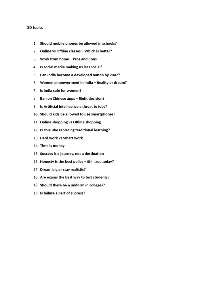 GD Topics | PDF