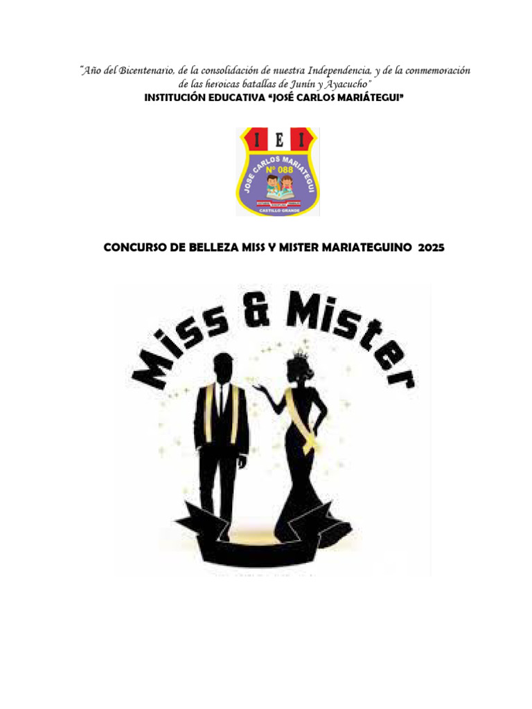 Bases Concurso Miss y Míster 2025 | PDF