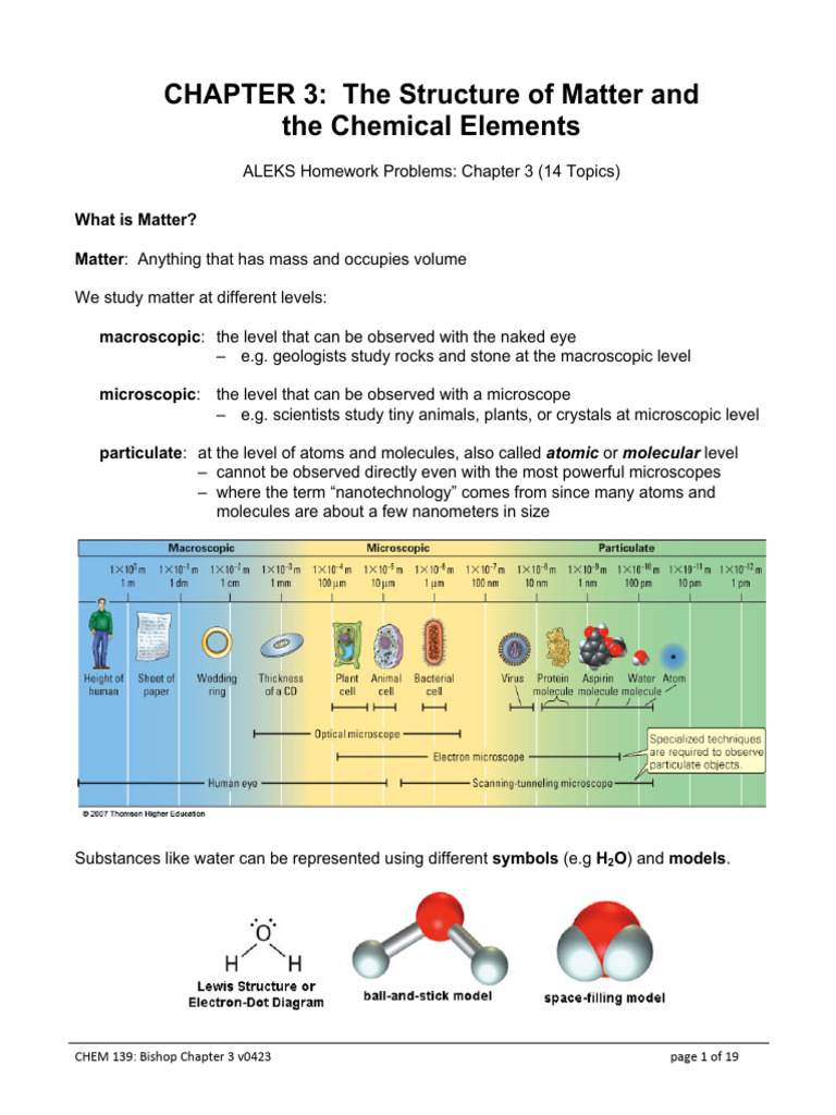 Chapter 03 Key - The Structure of Matter and The Chemical Elements ...