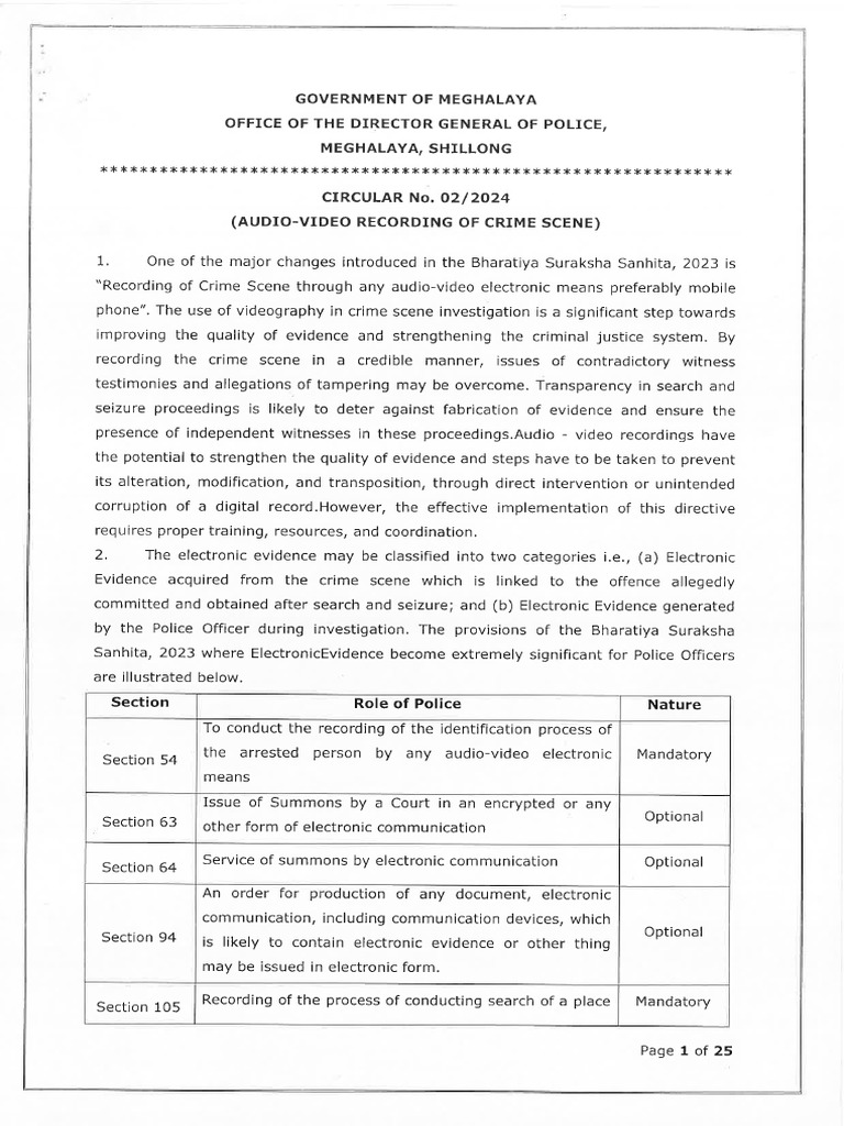 Circular No.02 2024 Audio Video Recording Crime Scene | PDF