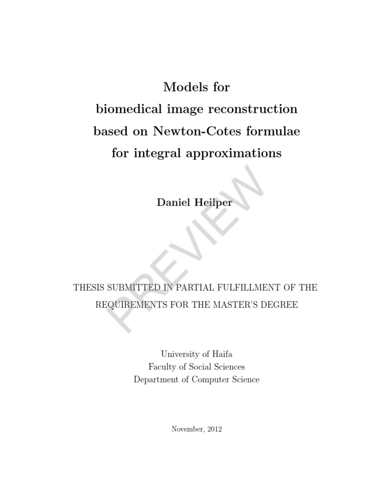 Models For Biomedical Image Reconstruction | PDF | Integral | Function ...