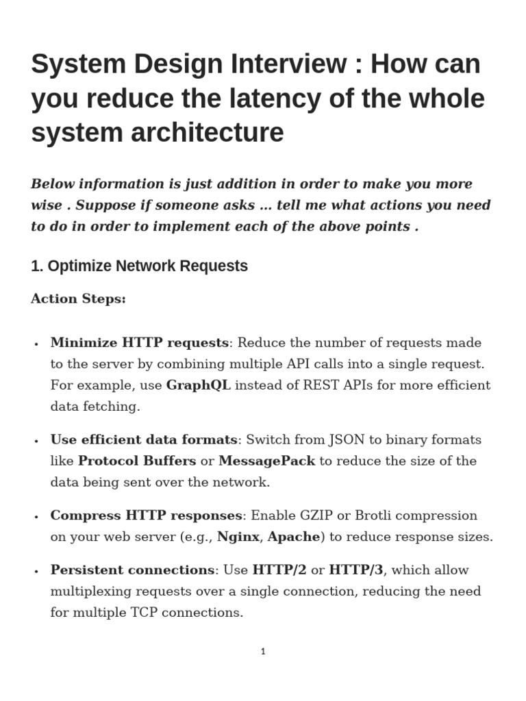 Low Latency Principles System Design Interview | PDF | Cache (Computing) | Load Balancing ...