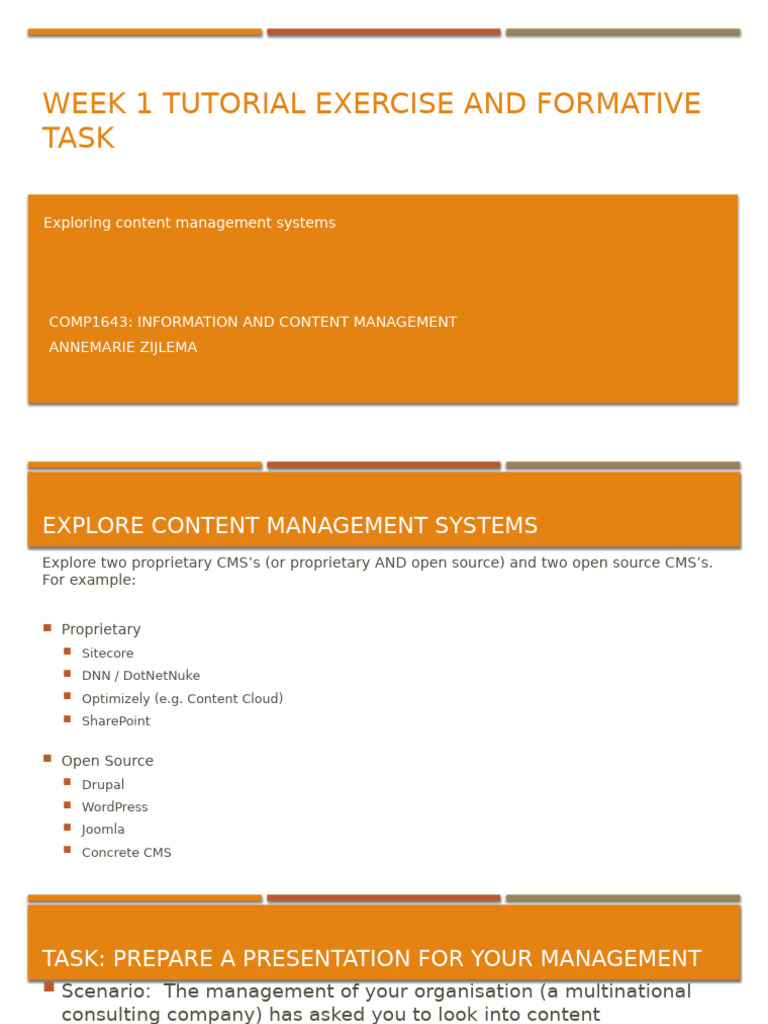 COMP1643 Week 1 Tutorial Activity Explore CMSs | PDF