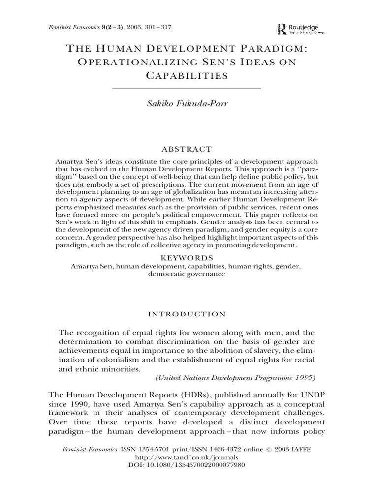 The Human Development Paradigm Operation | PDF | Economies | Liberal Arts Education