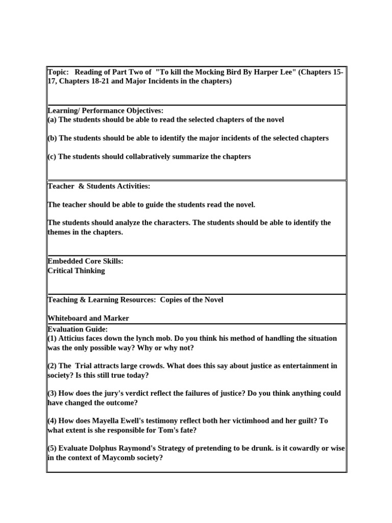 "Analyzing Key Events in To Kill a Mockingbird" | PDF