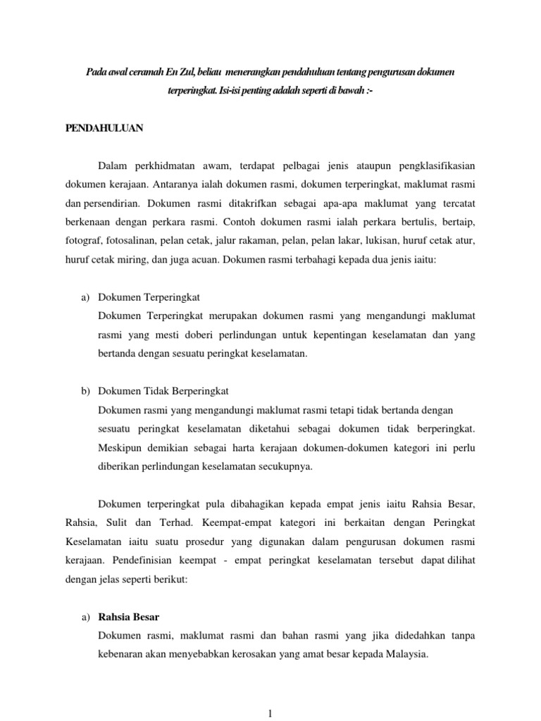 Pengurusan Dokumen Terperingkat | PDF