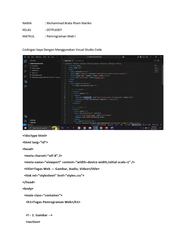 Muhammad Brata Ilham Mariko-TugasTerstruktur-Pemrograman Web I-PTM 4 | PDF