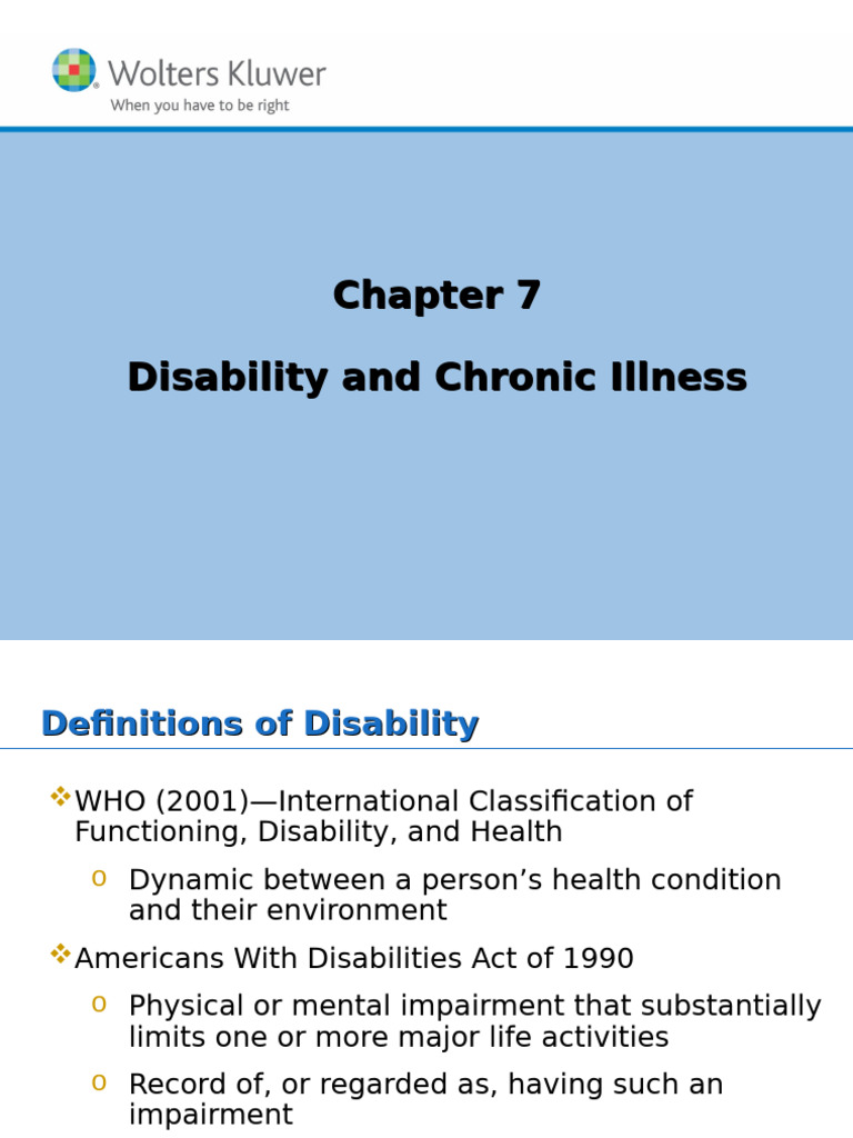 Disability and Chronic Illness Overview | PDF | Chronic Condition ...