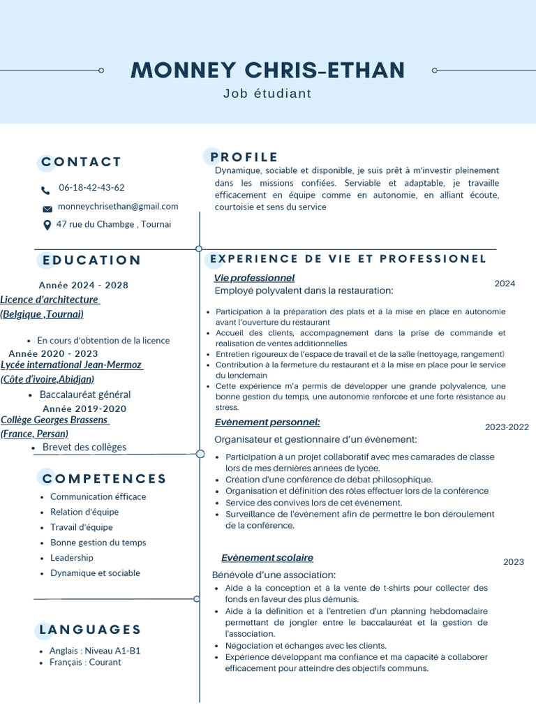 CV Professionnel de Chris Monney | PDF