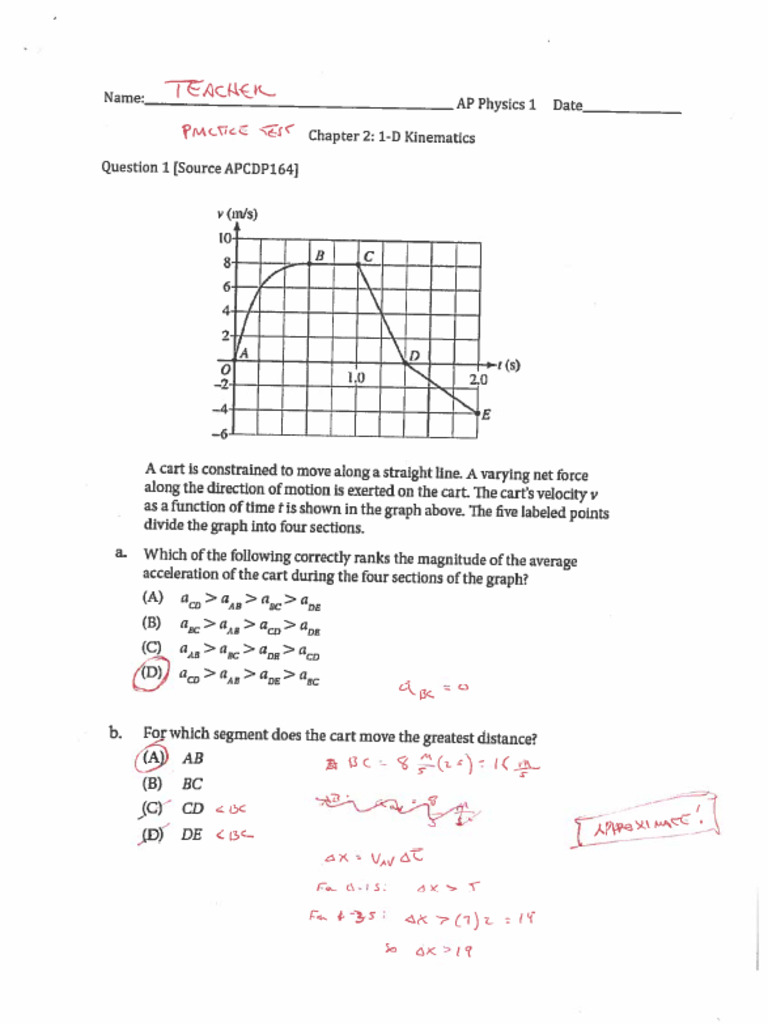 AP Physics Chapter 2 Practice Test Answer Key | PDF
