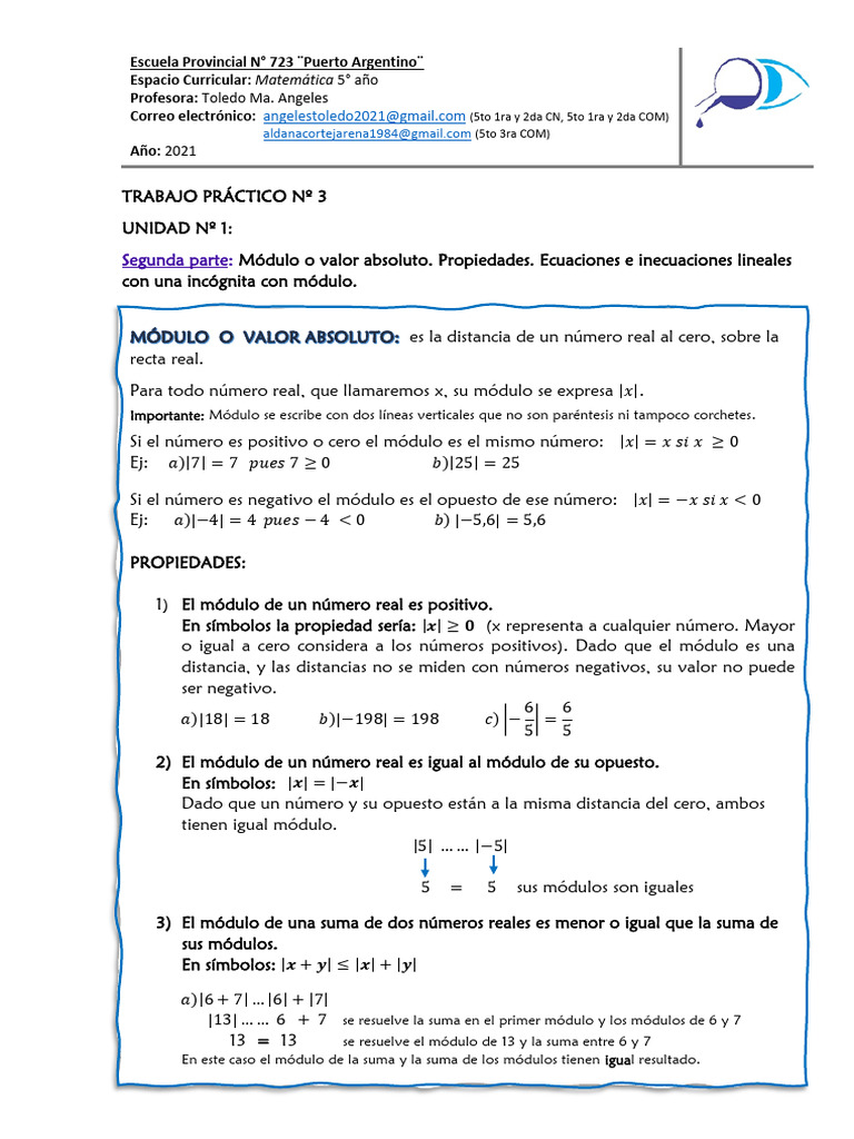 Propiedades del Módulo en Matemáticas | PDF | Ecuaciones | Multiplicación