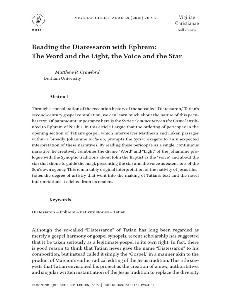 Ephrem's Interpretation of the Diatessaron | PDF | Gospel Of John | Gospels