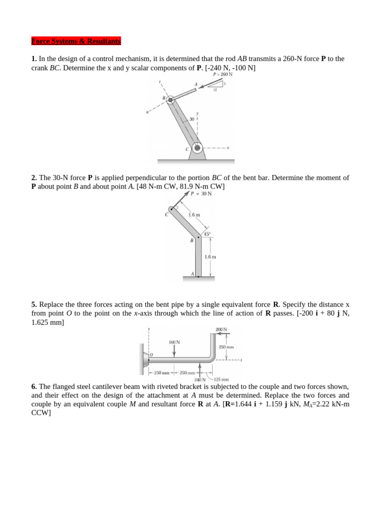 Collection From Previous Prob Sheets 1 | PDF | Force | Mechanics